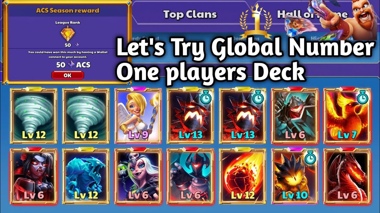 Let's Try Global Number 1 players Deck part 1 🥇🏆 Castle Crush ⚔️🔥 - YouTube