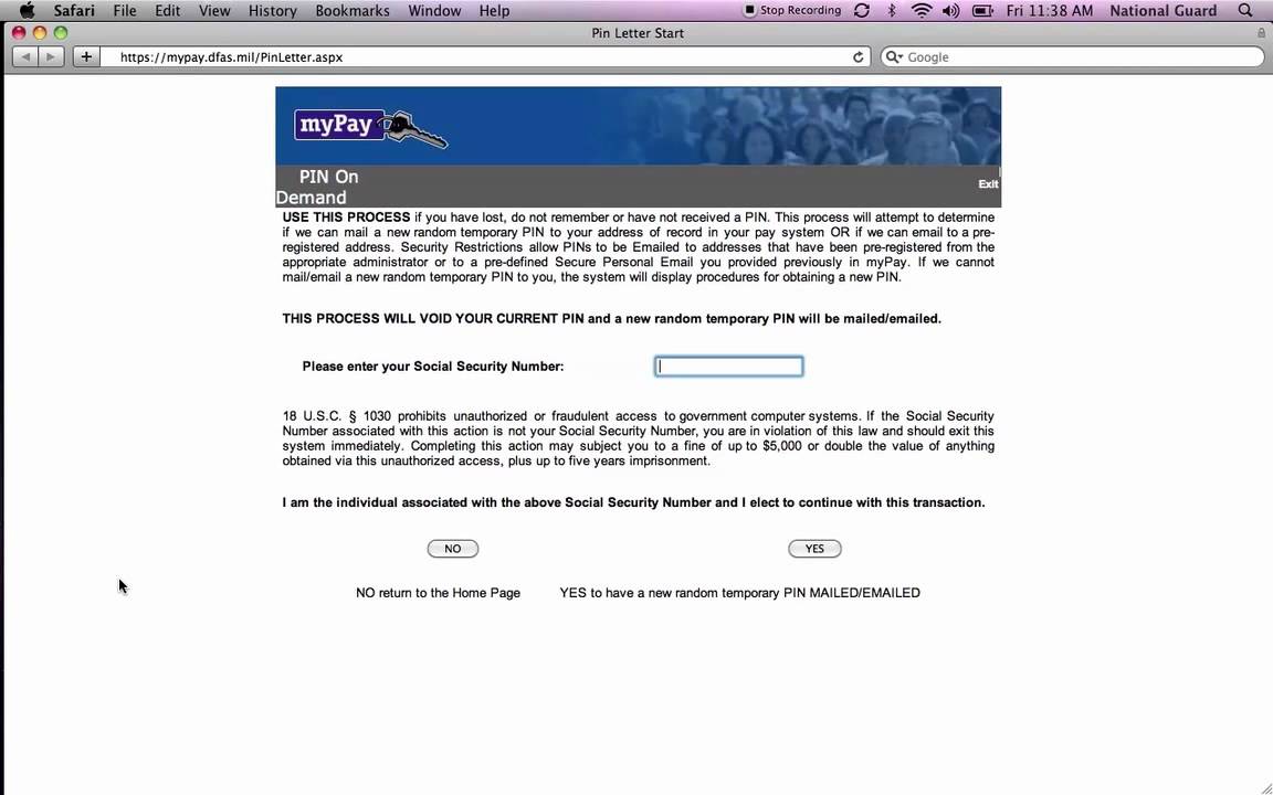 My Pay Pin Request - YouTube