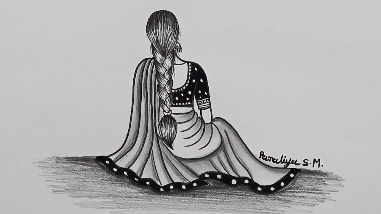 How to draw a Girl sitting back view -Drawing #ytshort #girldrawing # ...