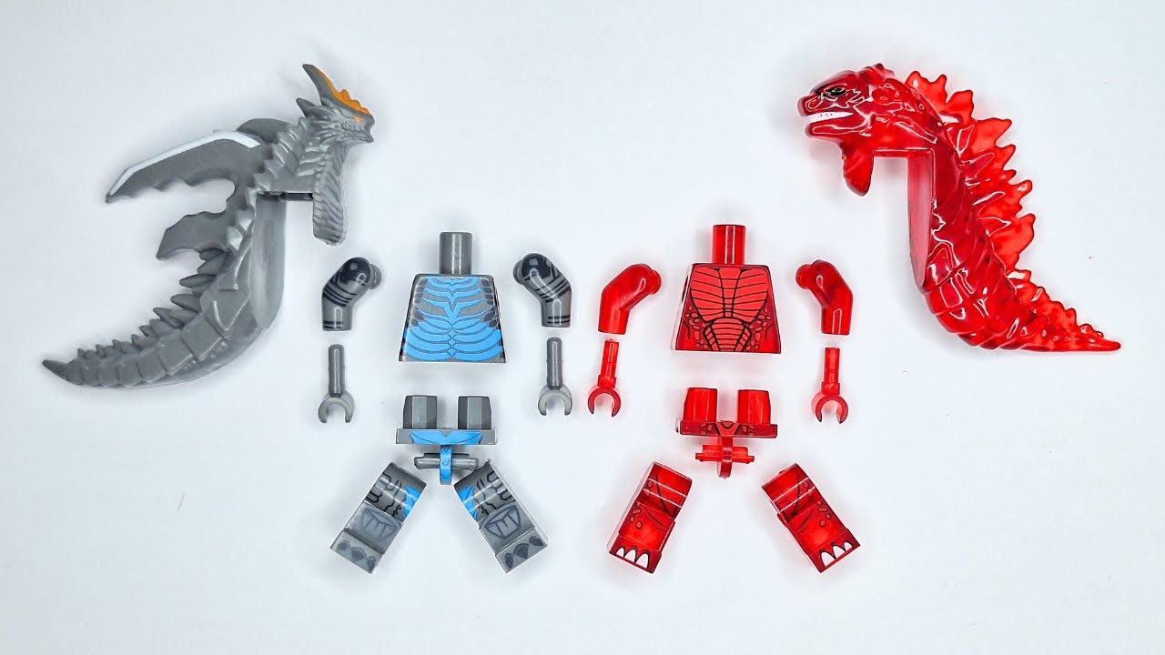 LEGO LAVA GODZILLA VS RAZOR DEMAAGA ULTRA KAIJU MINIFIGURES. GODZILLA ...