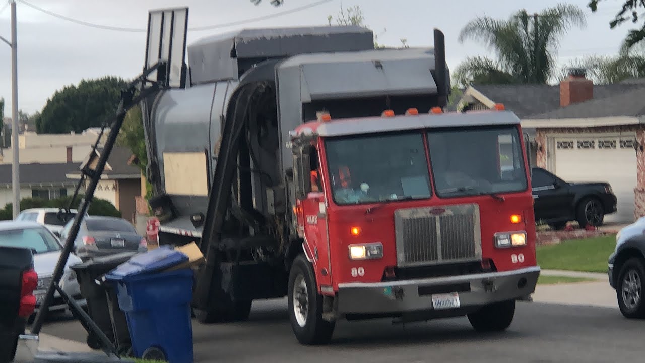 Ware disposal Peterbilt 320 Amrep elliptical truck #80 on trash on 5-3 ...
