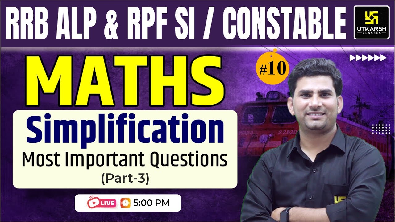 RRB ALP & RPF SI/Constable 2024 Math | Simplification | Most Imp. MCQs - YouTube