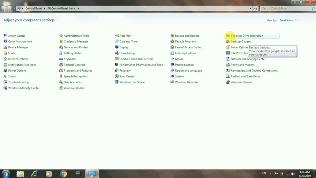 How To Find bitlocker Drive Encryption Settings In Computer | Window 7 ...