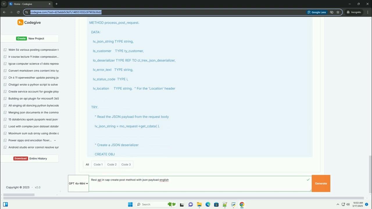 Rest api in sap create post method with json payload english - YouTube