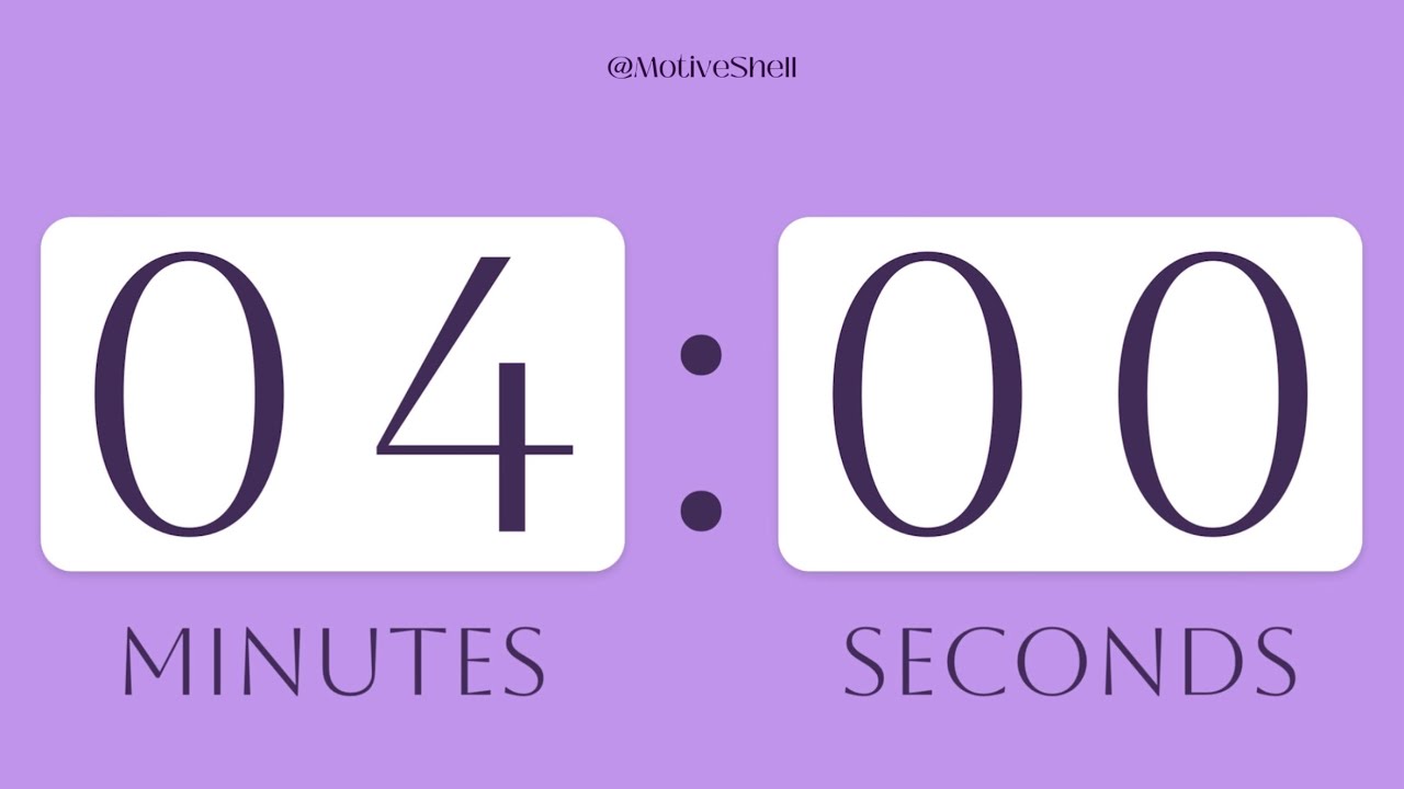 4 minutes countdown - purple theme - YouTube