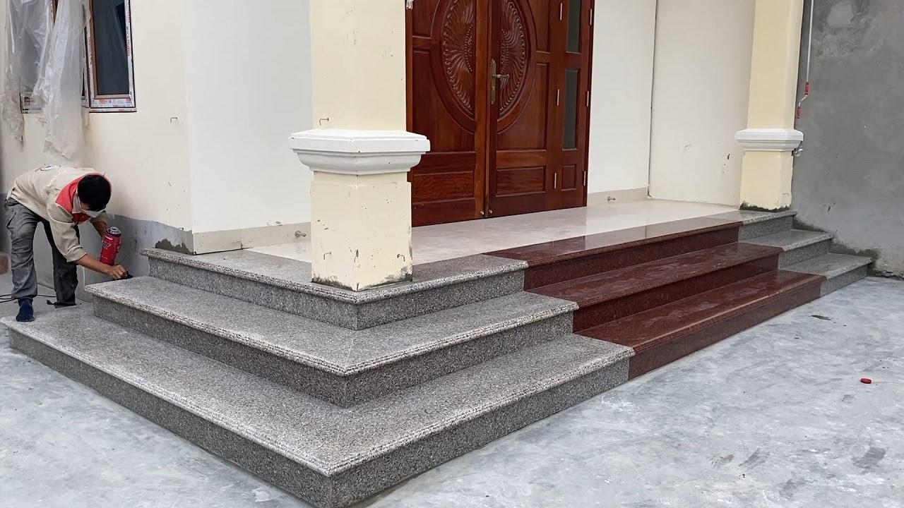 Granite installation techniques on porch steps - YouTube