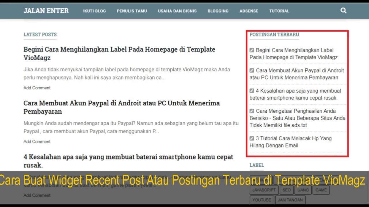 Cara buat widget Recent Post atau Postingan Terbaru di Blog Template ...