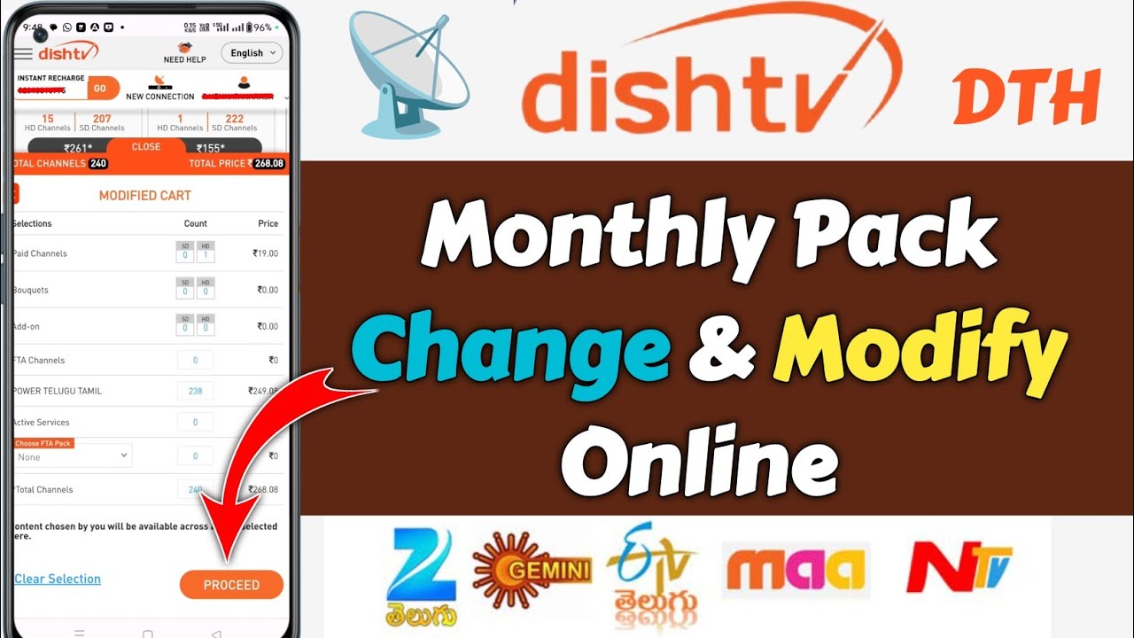 How to Change DishTV Pack Online | DishTV Monthly Recharge Modify Online - YouTube