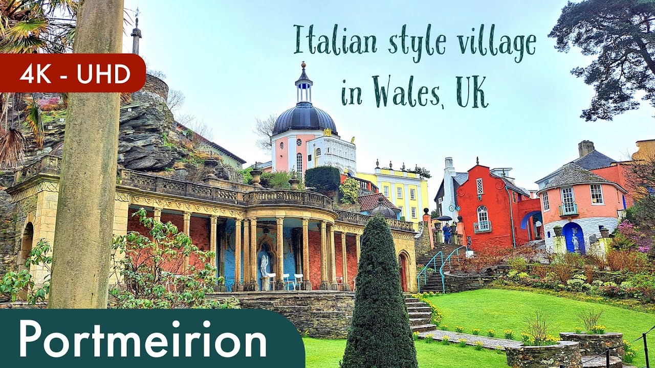 Italian style village -- Portmeirion (Gwynedd), Wales, UK (4K-UHD ...