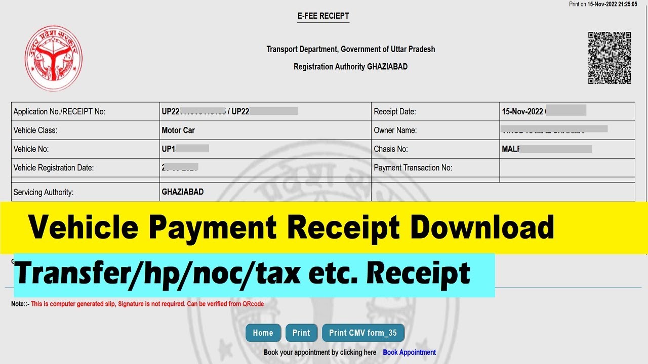 vehicle payment receipt download : vehicle transfer/hp/noc/fitness/tax ...