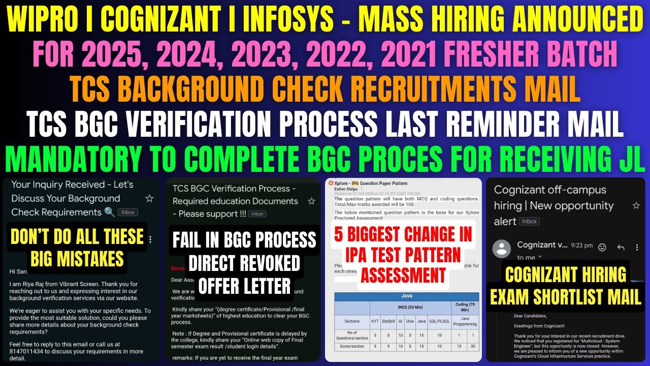 TCS BGC PROCESS COMPLETION IS MANDATORY FOR JOINING | 5 BIG CHANGES IN ...