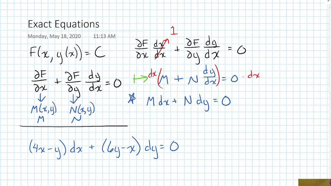 4910 1.6 Exact Equations - YouTube