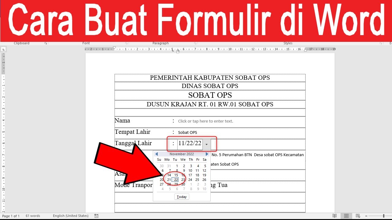 CARA MEMBUAT FORMULIR PENDAFTARAN DI WORD - YouTube