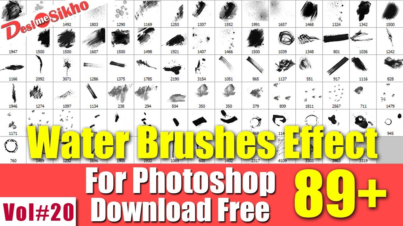 Water Color Brushes Effect For Photoshop Download Free Vol#20 ...