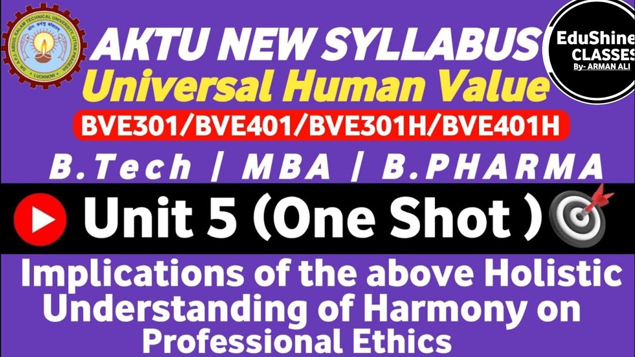Universal Human Value Unit 5 One shot | Understanding Harmony on ...