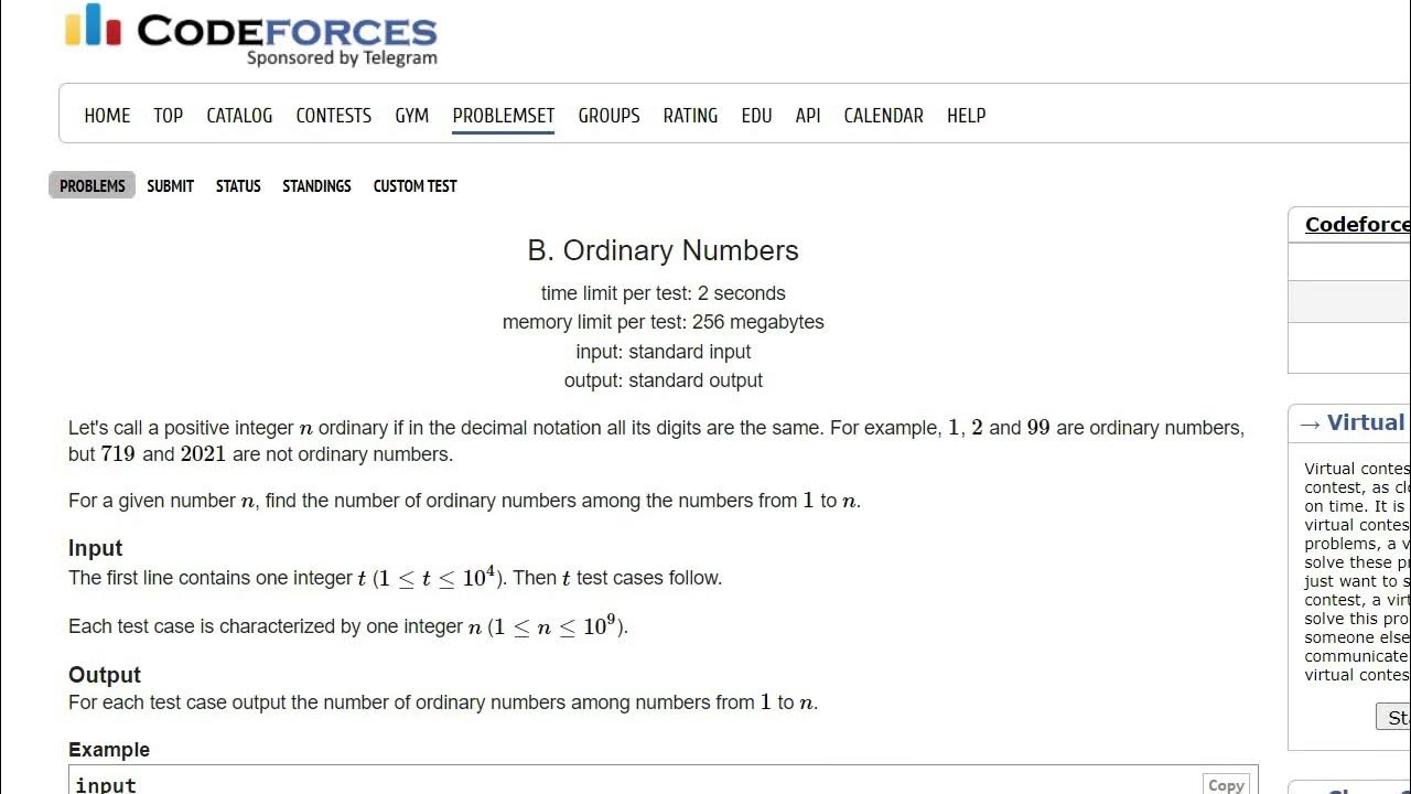Ordinary Numbers | 1520B | Codeforces | C++ - YouTube