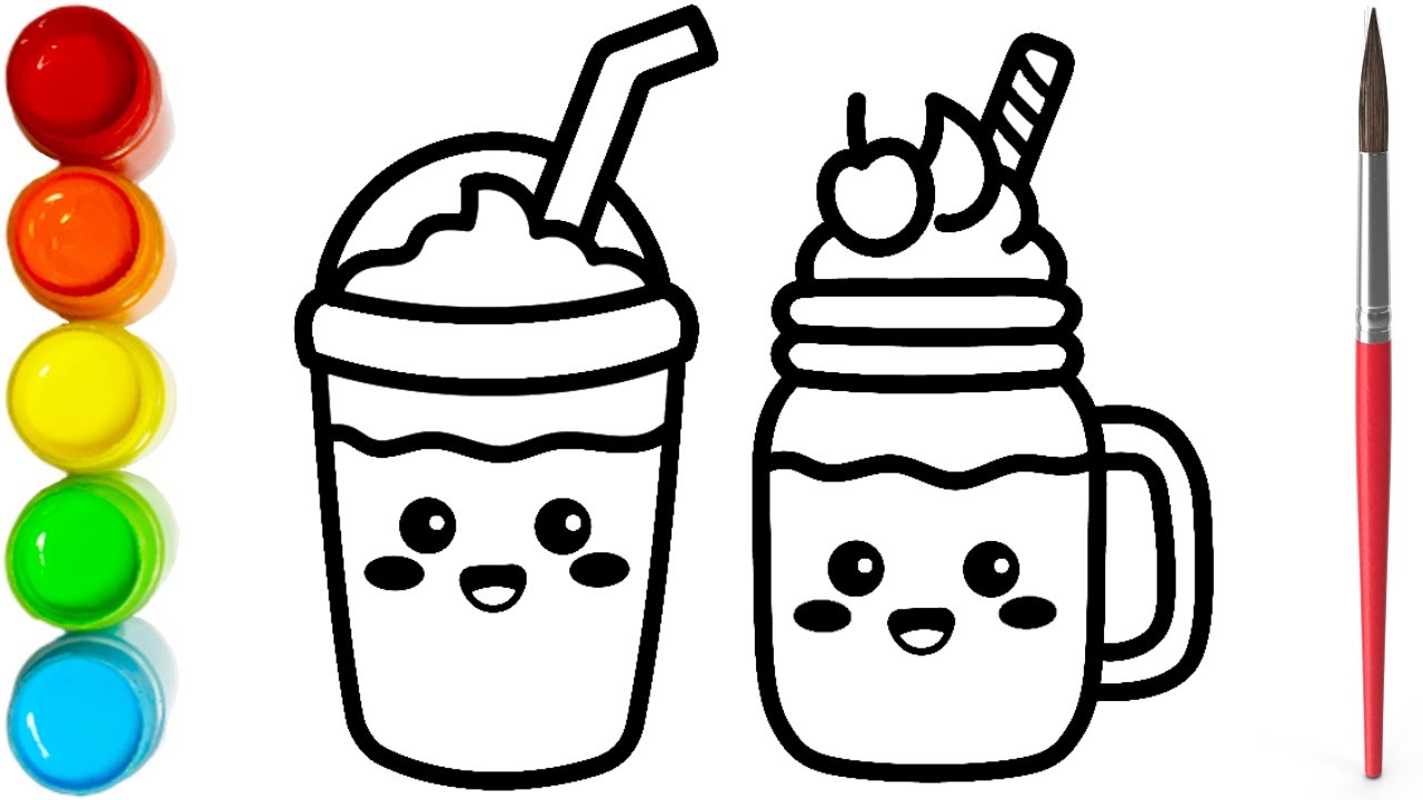 How to Draw Cute Drinks for Kids | Drawing, Painting, Coloring Drinks ...