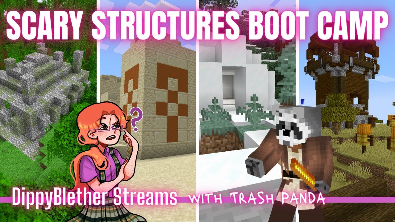 Dippy's Minecraft Scary Structures Boot Camp Live Stream with Trash ...