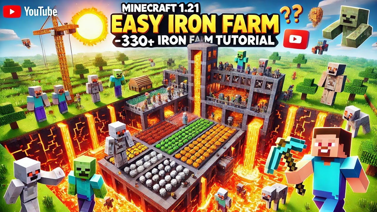 Minecraft 1.21+ Easy IRON Farm Tutorial 1300+ Per Hour! - YouTube