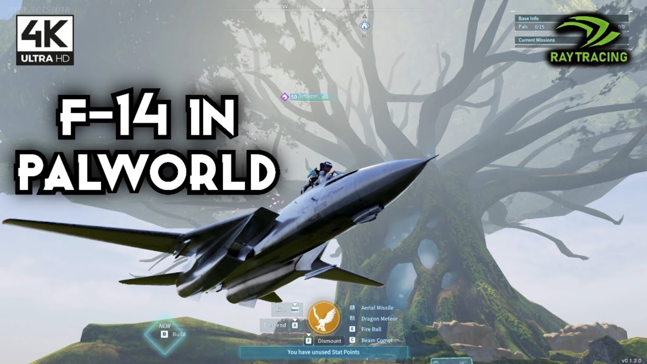 [4K/UHD] Palworld #20 Piloting Jet Fighter F-14 Landed on Giant Mana ...