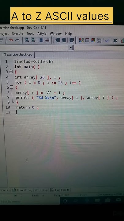 A to Z ASCII values #coding #ccode - YouTube