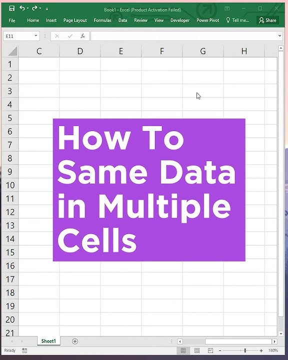 How to Enter Same Data in Multiple Cells in Microsoft Excel - MS Office Tutorials - Windows 10 ...