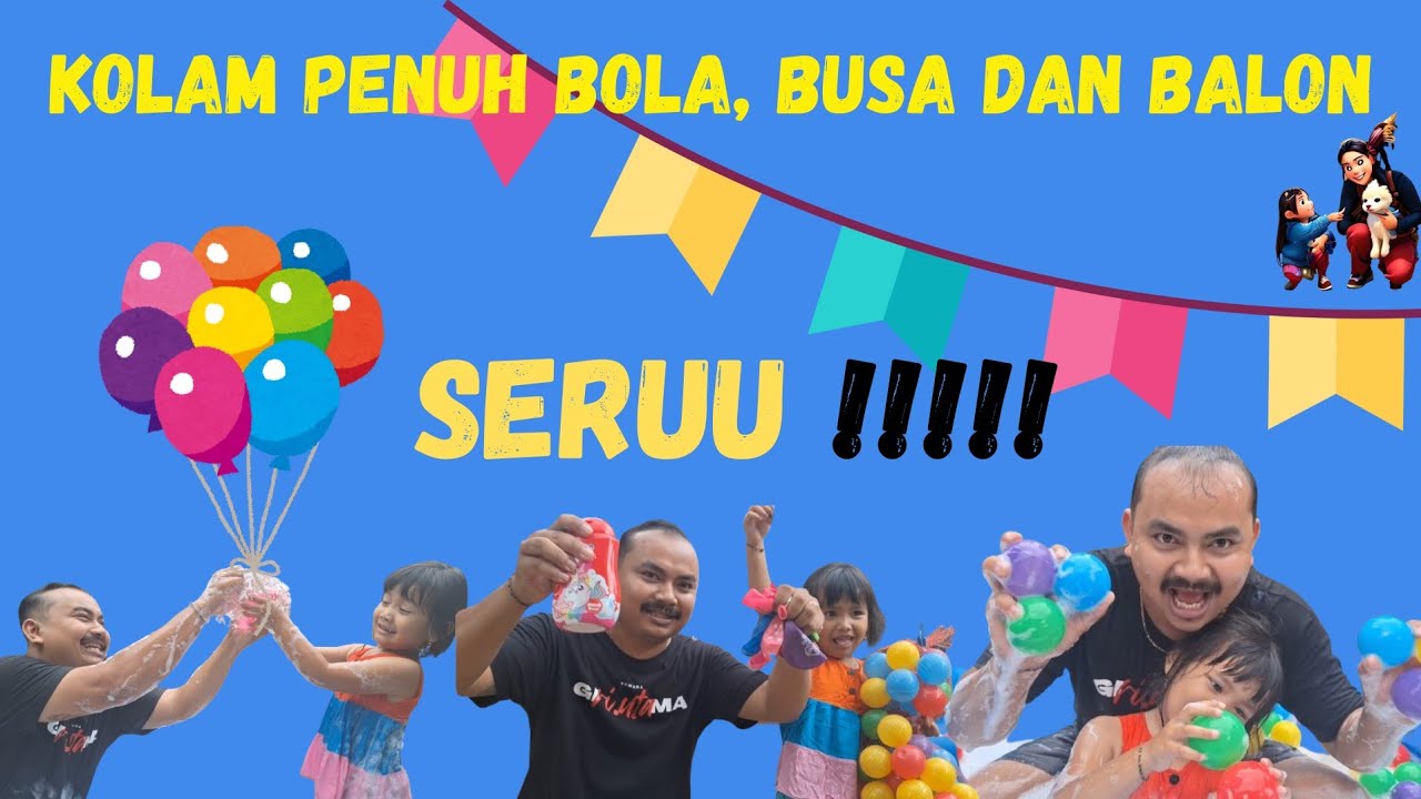 Bermain di kolam penuh bola, busa dan balon warna warni SERUU!!!! - YouTube