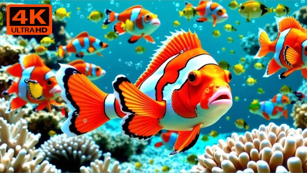 Aquarium 4K VIDEO(ULTRA HD) Amazing Beautiful Coral Reef Fish ~ Sleep ...