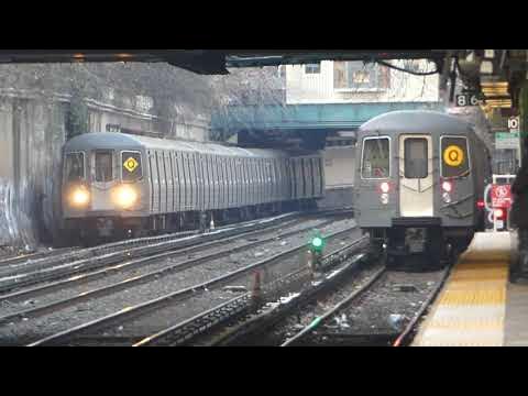 BMT Brighton Line: R68 B Train & R68A B & Q Trains at Cortelyou Rd (PM Rush Hour) - YouTube
