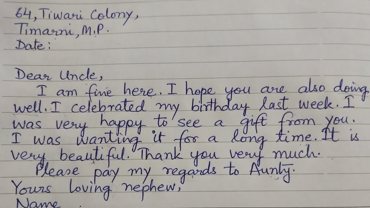 MP Board Class 8 Letter Writing - YouTube