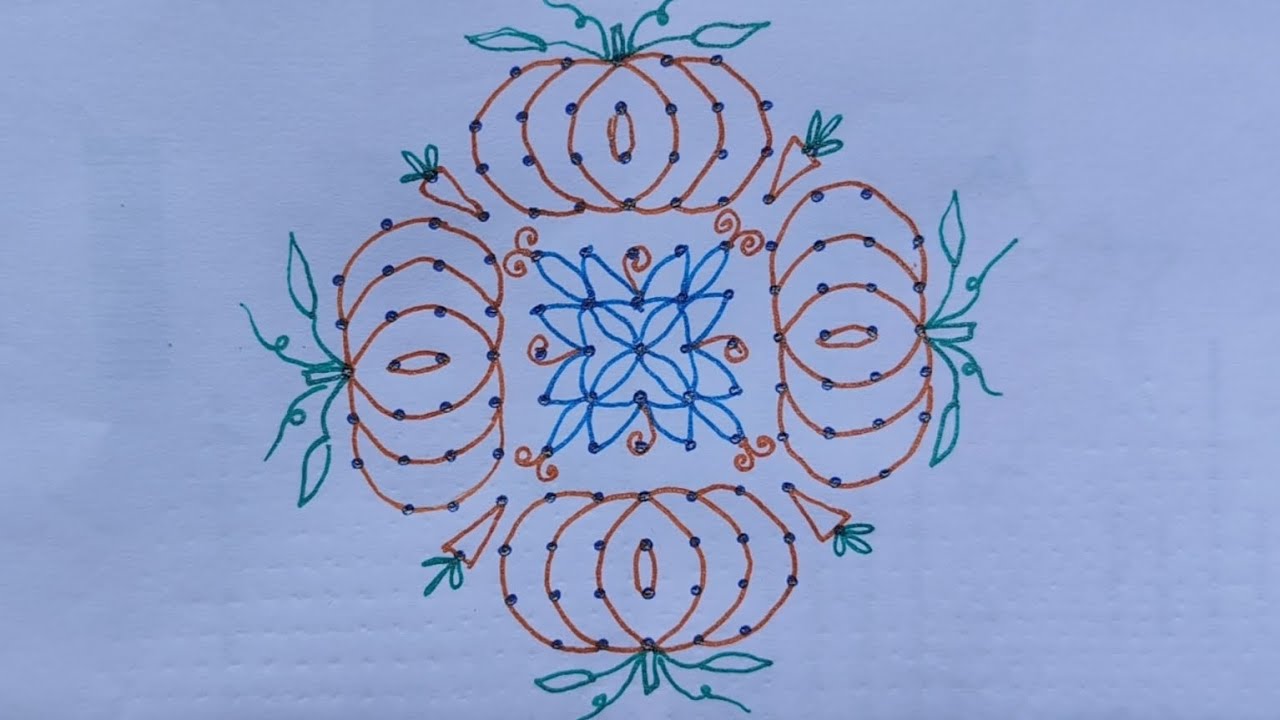 13 to5 to5 dots rangoli #simple and easy kolam #beautiful muggulu # ...