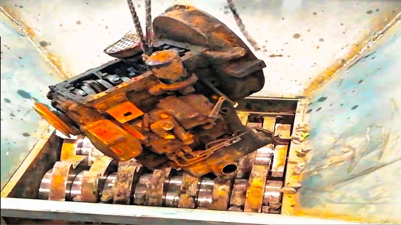 Shredder vs Car Engine! Dangerous powerful shredding machine - YouTube