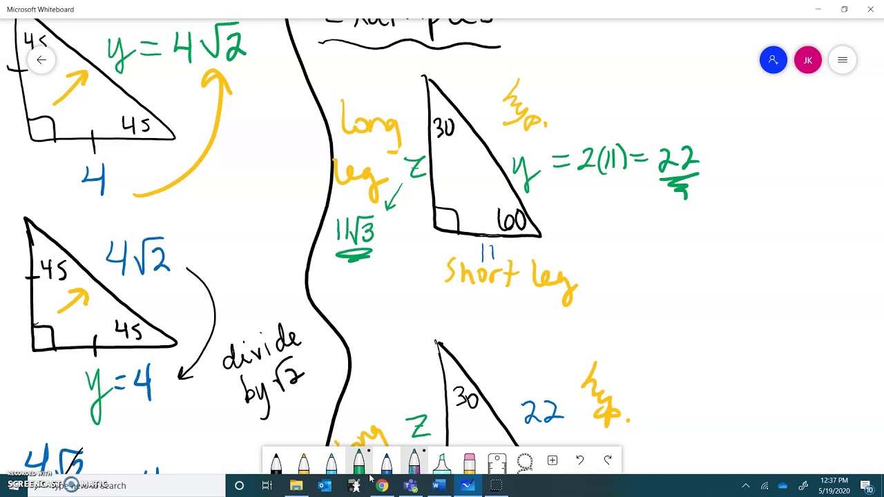 Special Right Triangles WS Problems - YouTube