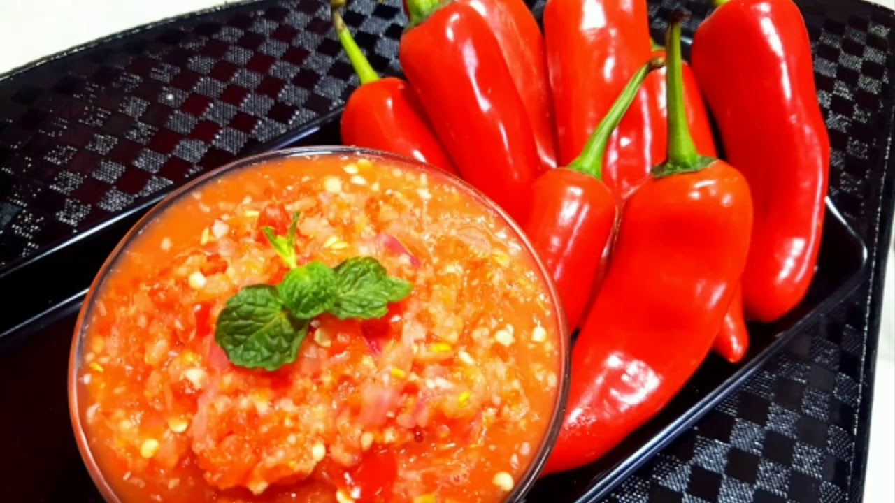 Fresh Red Chili Chutney, Spicy Tangy Red Chili Chutney Recipe,By ...