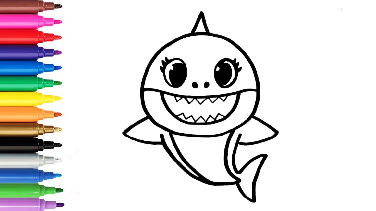 How to Draw a Baby Shark Step by Step🌈😘 | Easy Drawing and Coloring for ...