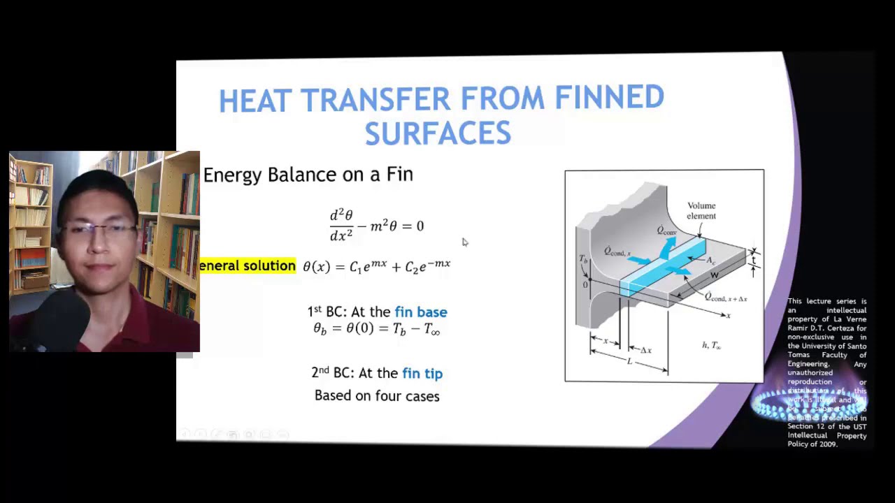 3.10 Heat Transfer from Finned Surfaces (Energy Balance on a Fin) - YouTube
