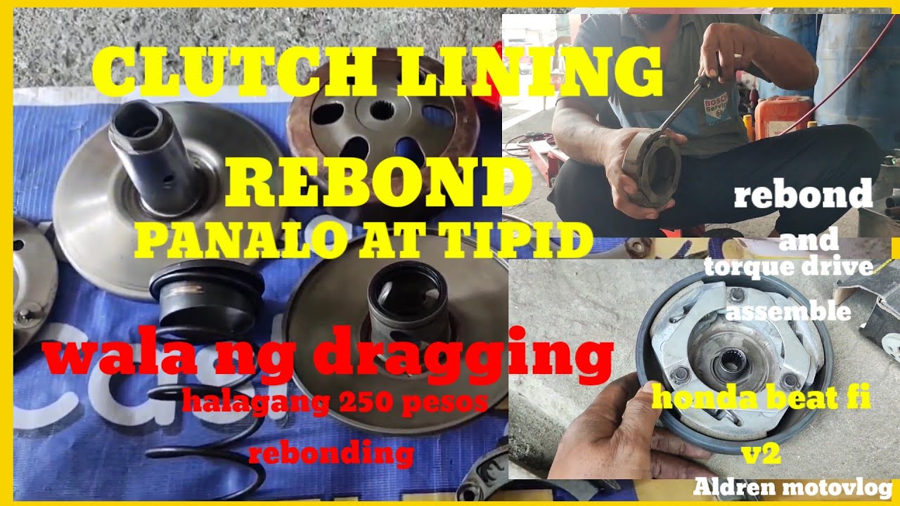 clutch lining rebond and torque drive assemble honda beat fi - YouTube