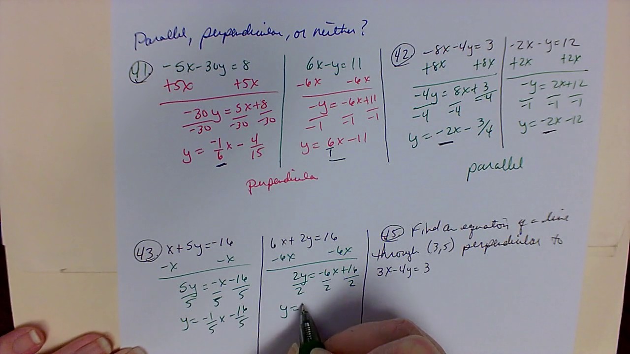 Slopes, Equations of Lines, Parallel, Perpendicular, and Neither - YouTube
