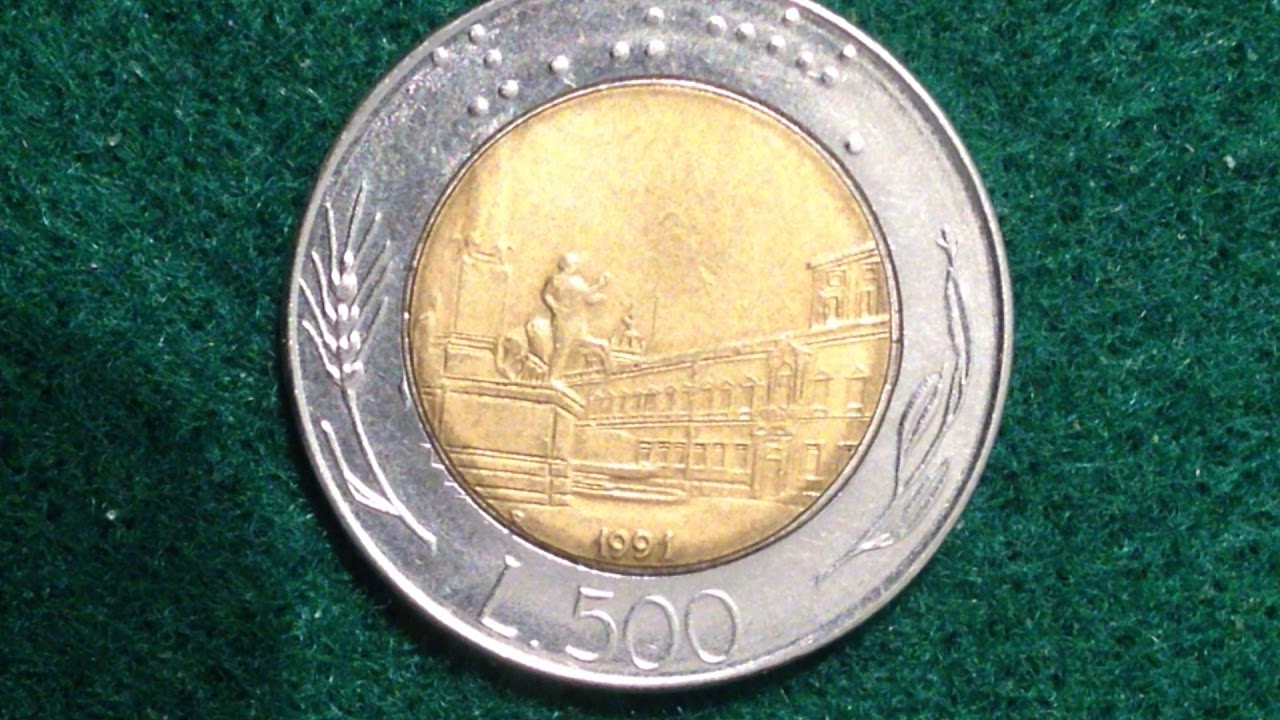 500 Lire Coin of Italy 1991 - YouTube
