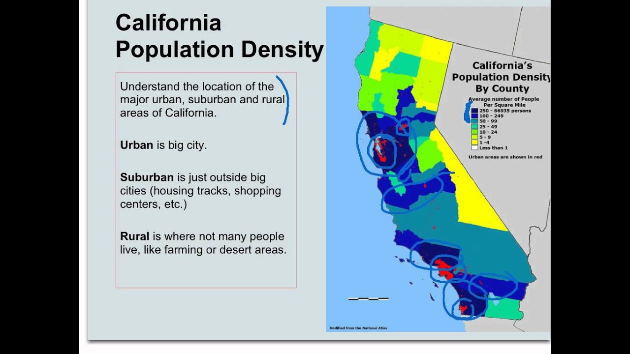 Population Density Map Of California California Distribution Map