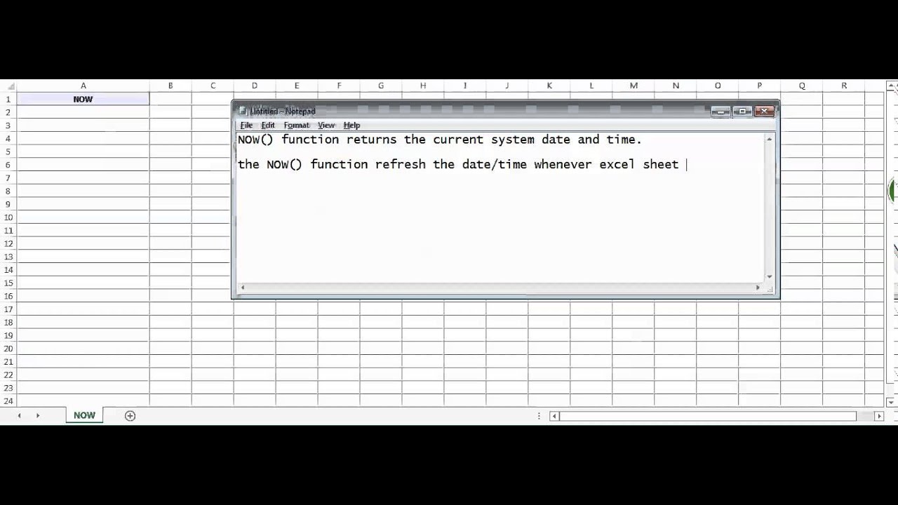 Excel NOW Function How To Use NOW Function YouTube Excel NOW Function How To Use NOW Function YouTube