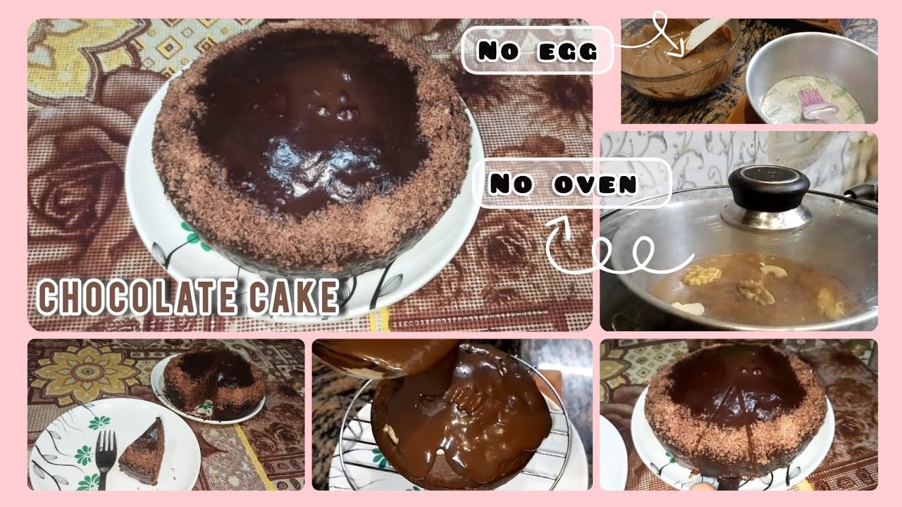 एगलेस चॉकलेट केक बिना ओवन के, पैन में। Quick recipe of No Egg, No Oven ...