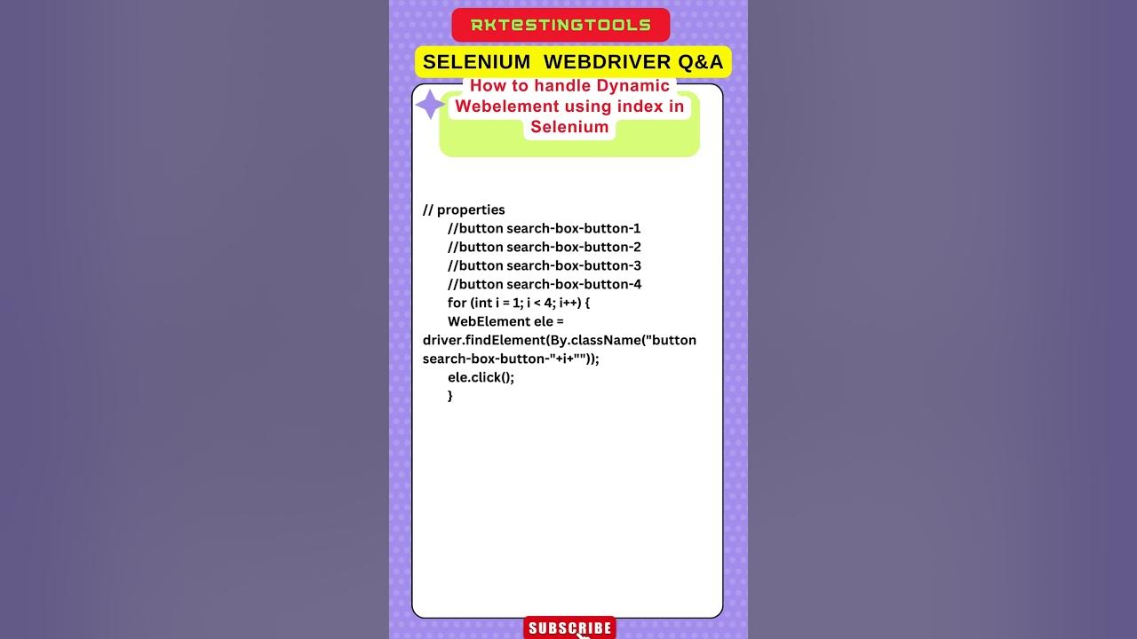 46how To Handle Dynamic Webelement Using Index In Selenium Youtube