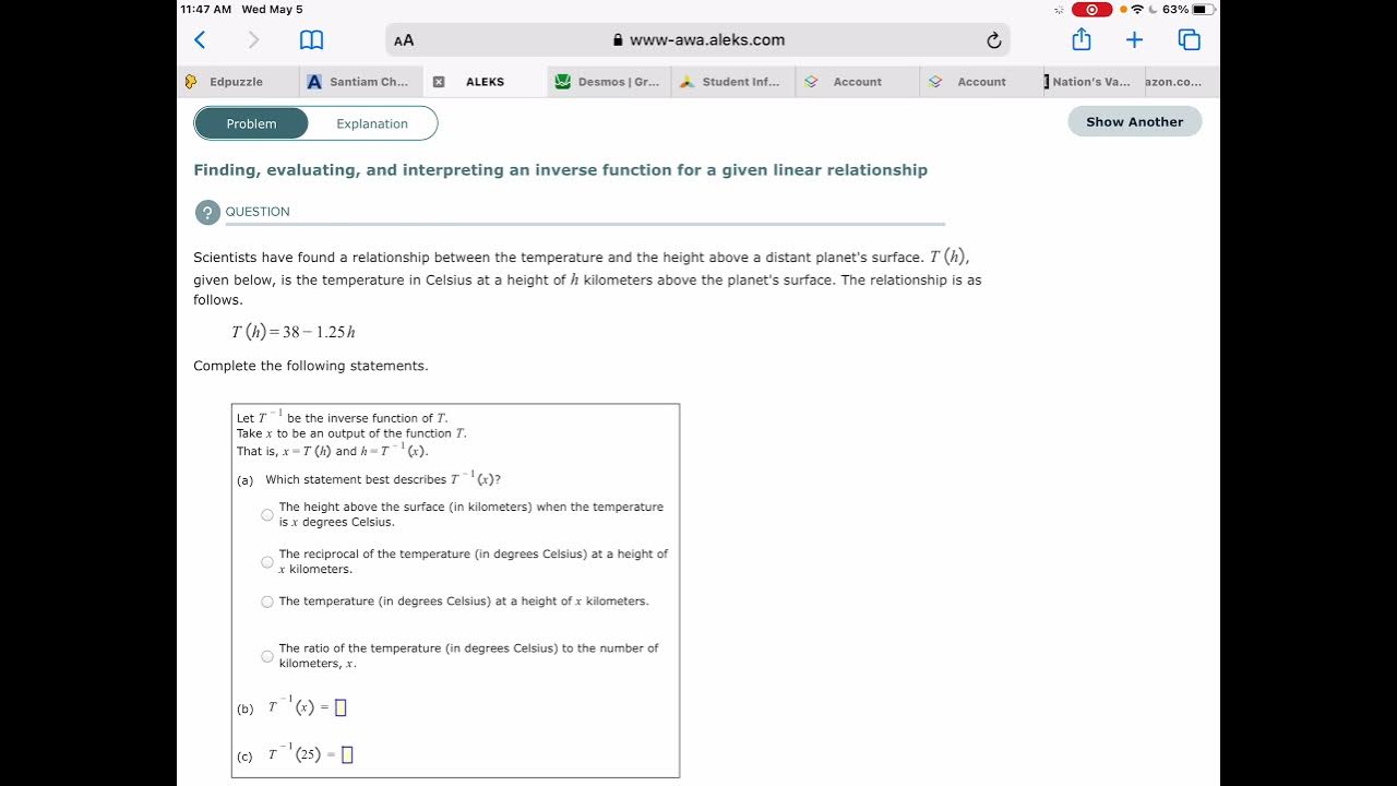 Finding, evaluating and interpreting an inverse function - YouTube