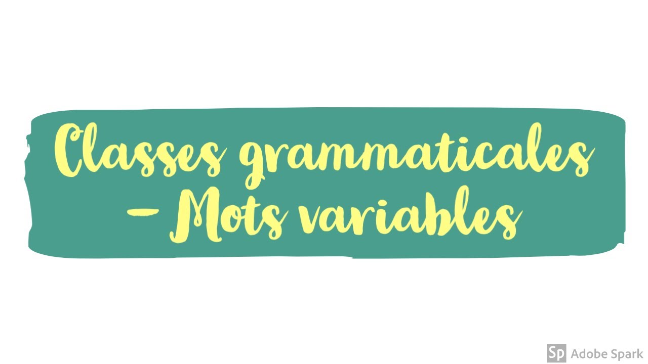 Les classes grammaticales - Mots variables - YouTube