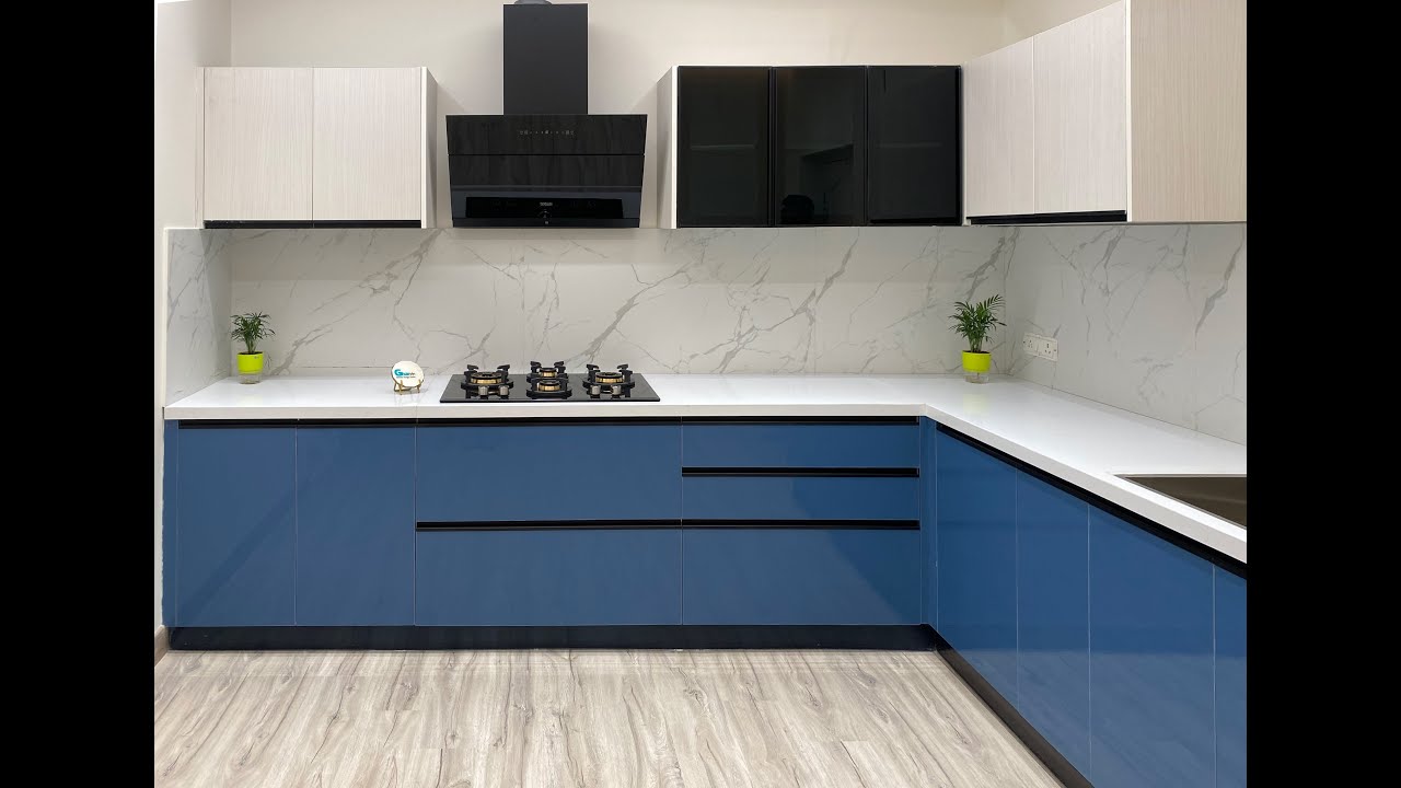 stunning modular kitchen with ss carcass with blend of acrylic ...