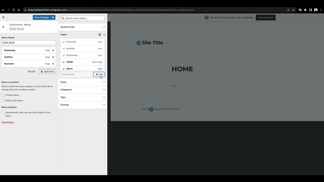 Customising Site Adding Menu Buttons - YouTube