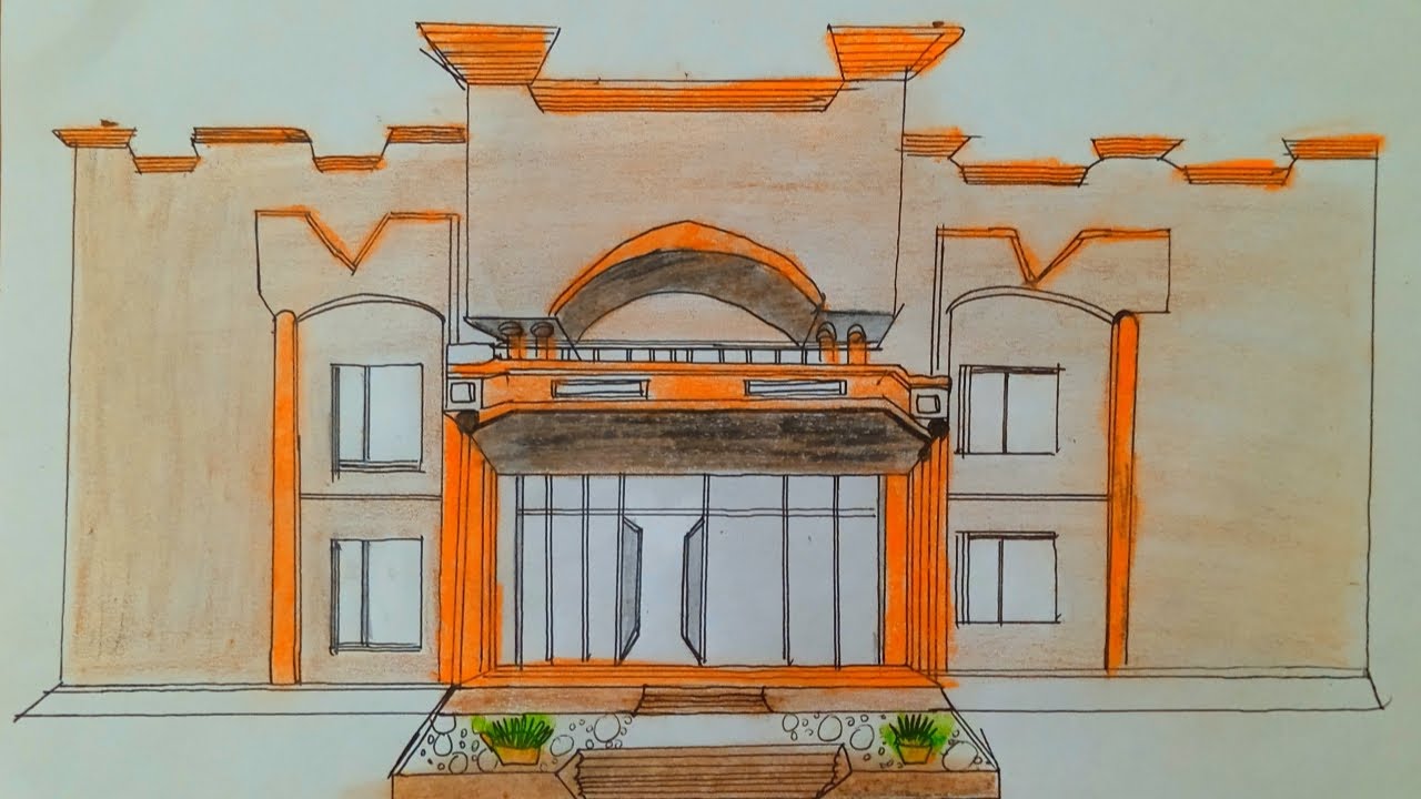 Beautifull building scenery In easy way to learn | drawing tutorial ...