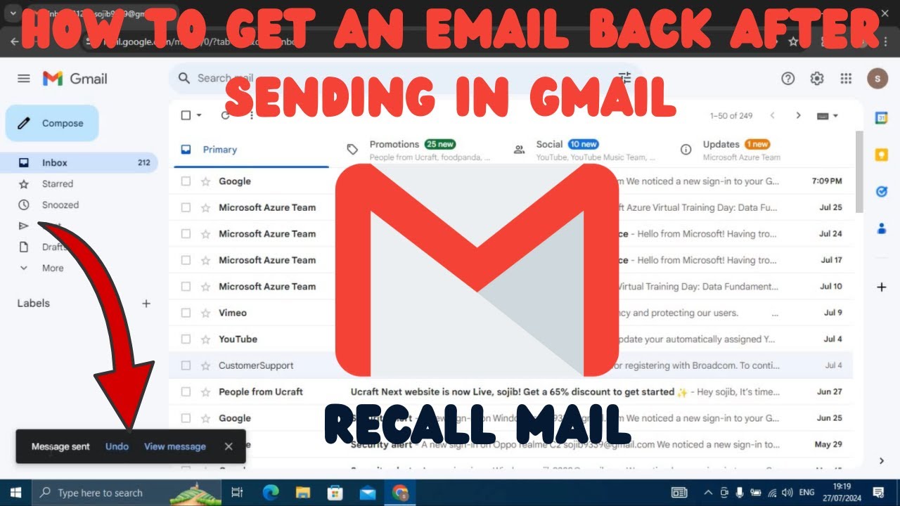 How to get an email back after sending in Gmail - YouTube