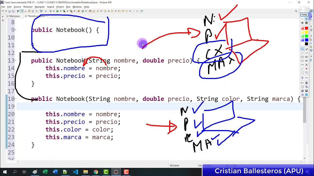 Clases y Objetos en JAVA Crear Objeto Constructor método setter getter toString en JAVA Ej:Compu ...